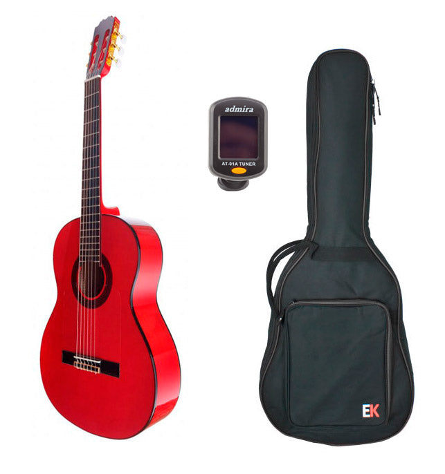 Vicente Tatay -Pack- Guitarra Flamenca C320580 RD Roja + Funda y Afinador